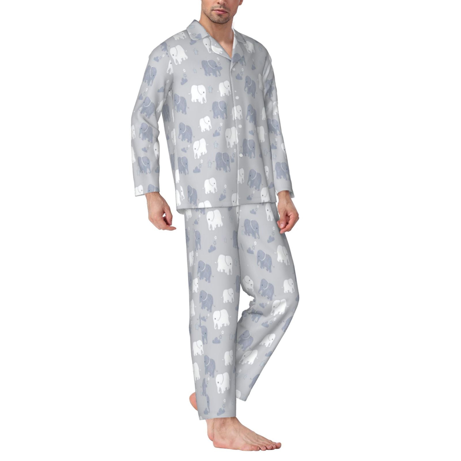 Cartoon Elephant Men'S Pajamas Set Soft Pjs Sets Sleepwear Loungewear ...