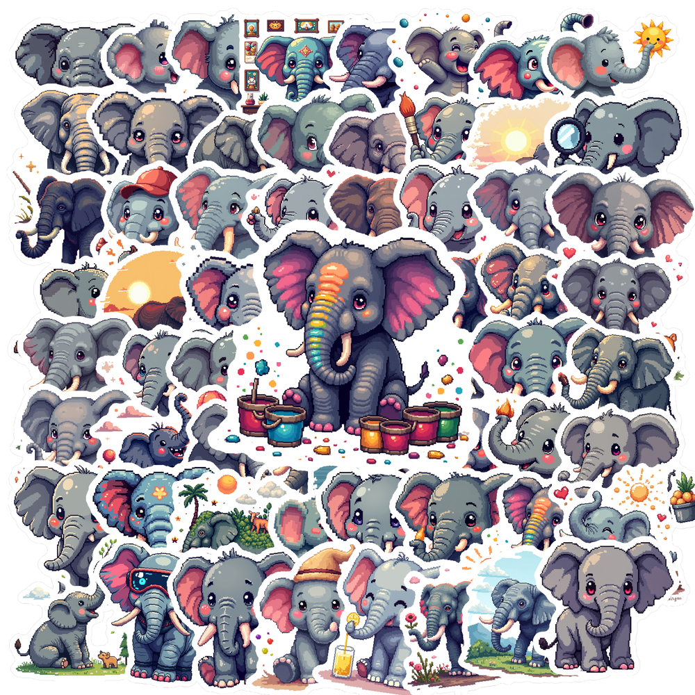 Cartoon Elephant Theme Stickers, Waterproof Elephant Theme Sticker for ...
