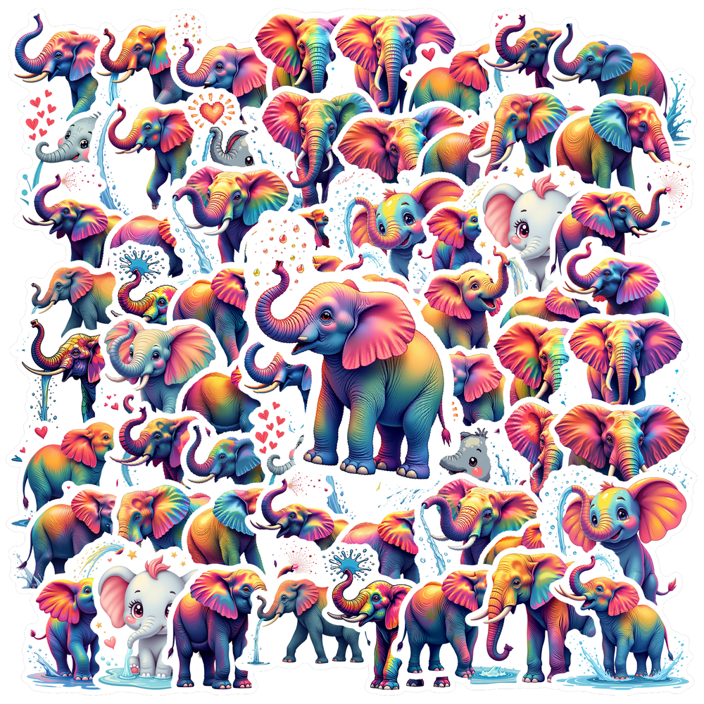 Cartoon Elephant Theme Stickers, Waterproof Elephant Theme Sticker for ...