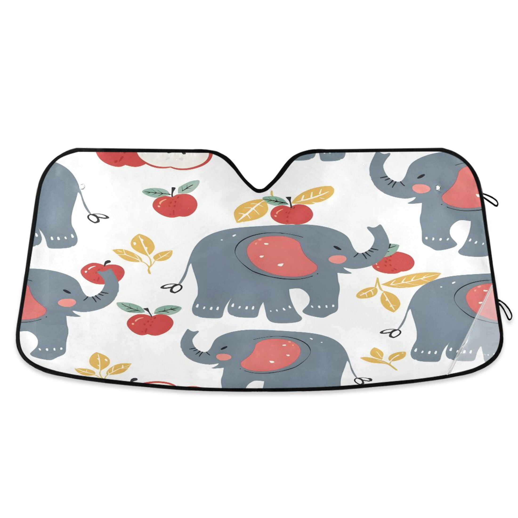 Cartoon Elephants Leaves Fruits Cute Windshield Sun Shade Automobile ...