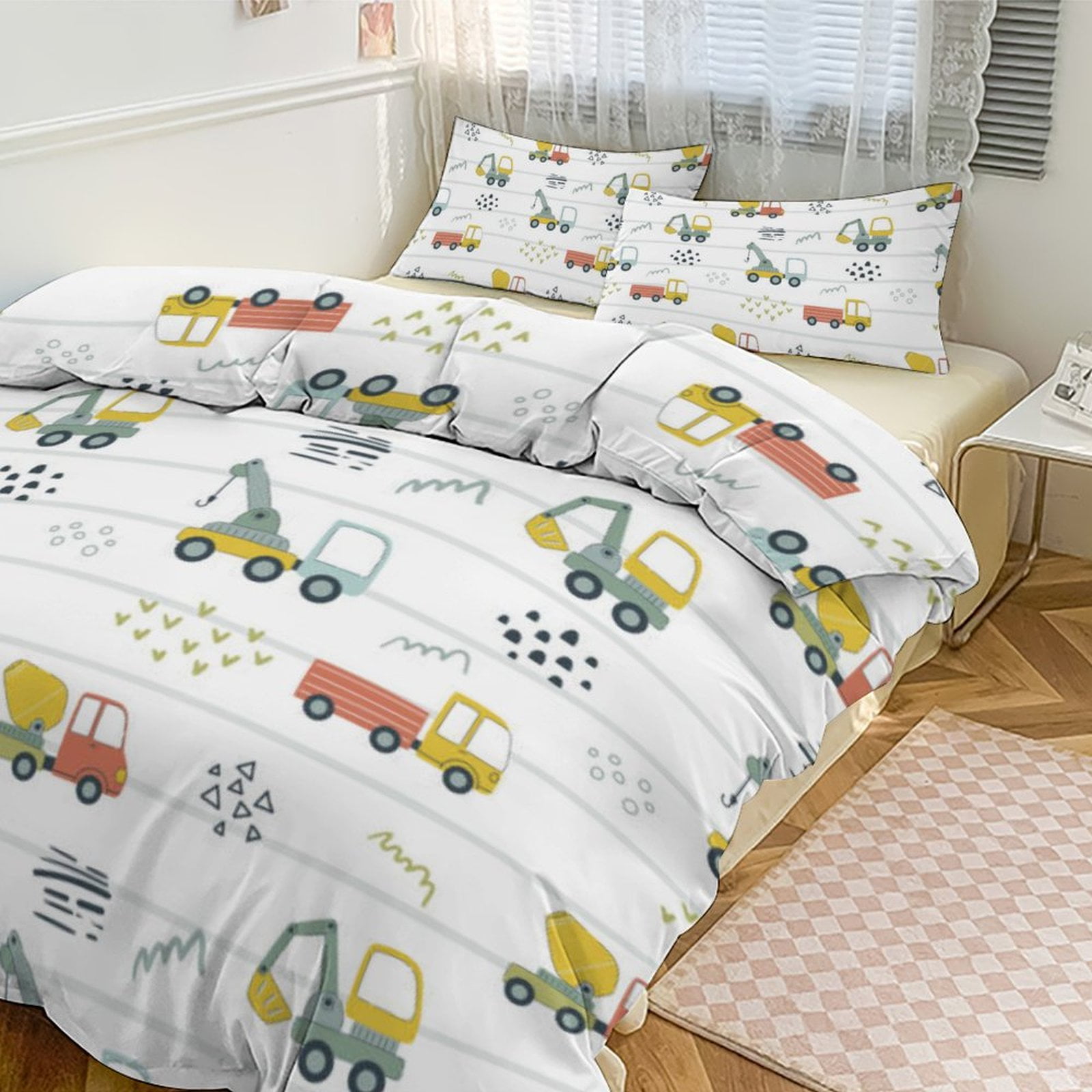 Cartoon Engineering Car 3D Duvet Cover Set Quilt Cover Theme of Kid Boy ...