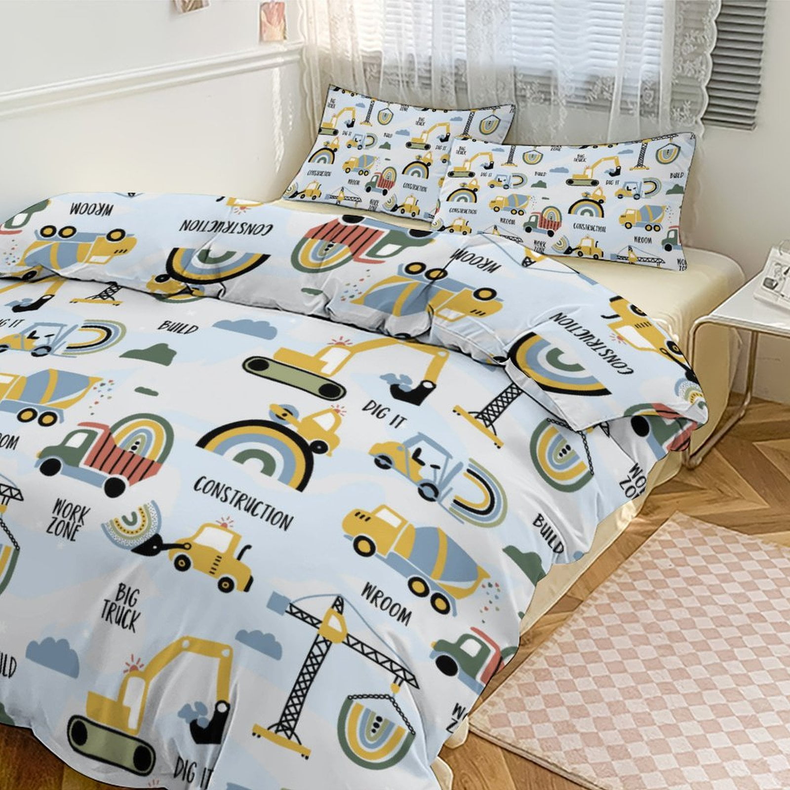 Cartoon Engineering Car 3D Duvet Cover Set Quilt Cover Theme of Kid Boy ...