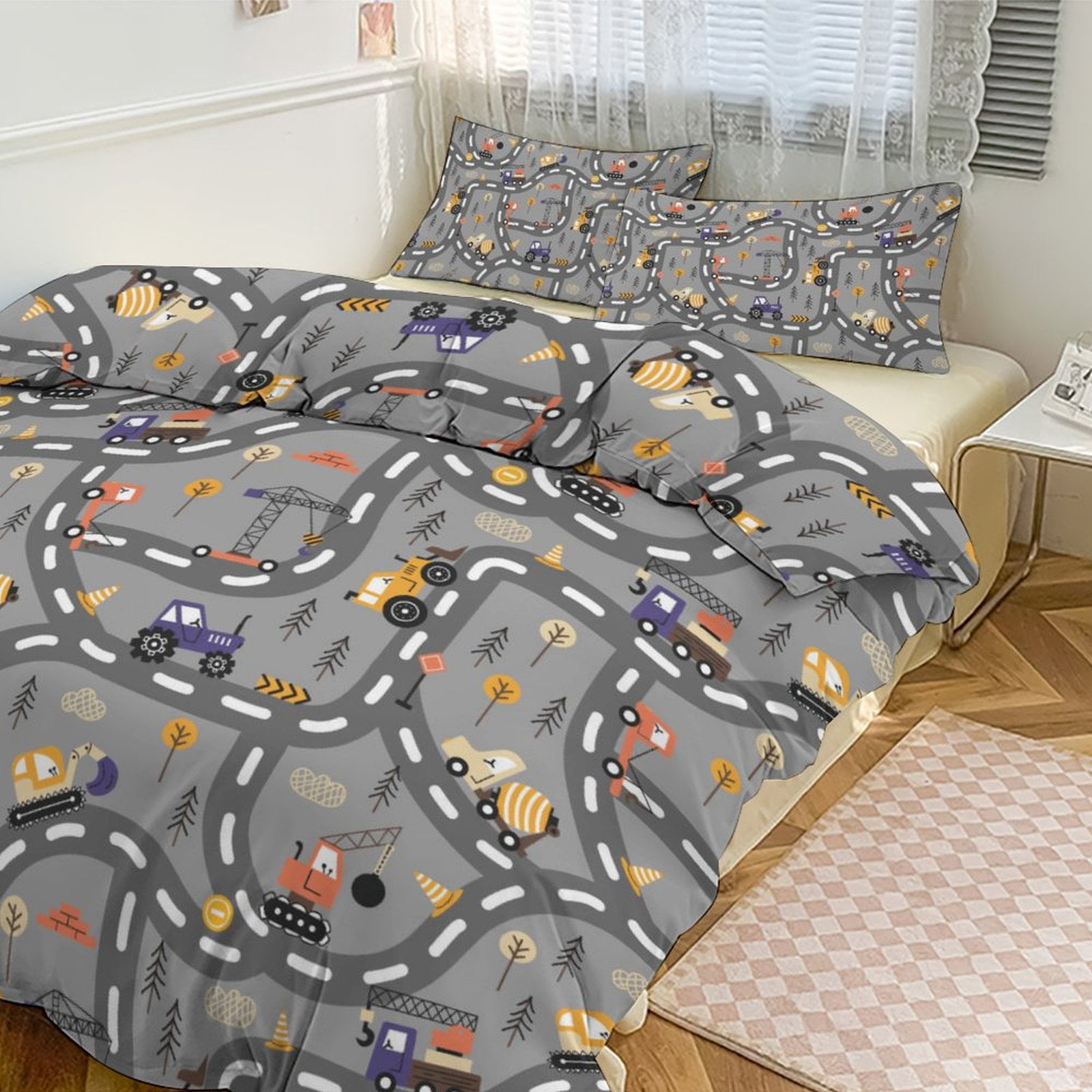 Cartoon Engineering Car 3D Duvet Cover Set Quilt Cover Theme of Kid Boy ...