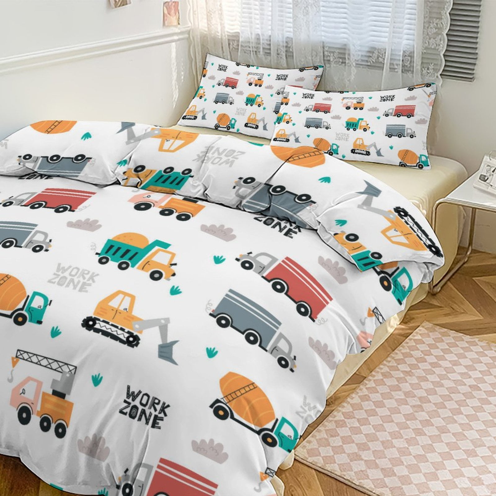 Cartoon Engineering Car 3D Duvet Cover Set Quilt Cover Theme of Kid Boy ...