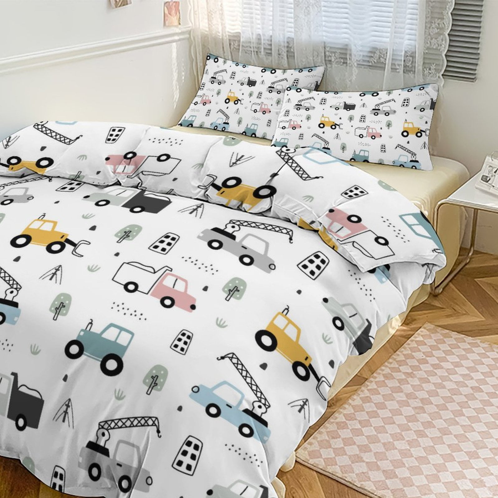 Cartoon Engineering Car 3D Duvet Cover Set Quilt Cover Theme of Kid Boy ...