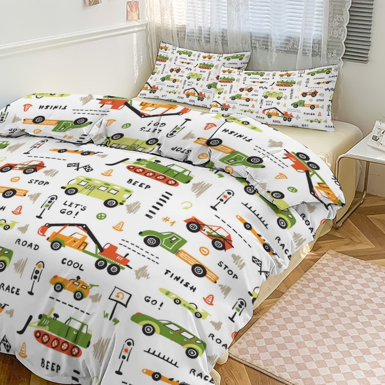 Cartoon Engineering Car 3D Duvet Cover Set Quilt Cover Theme of Kid Boy ...