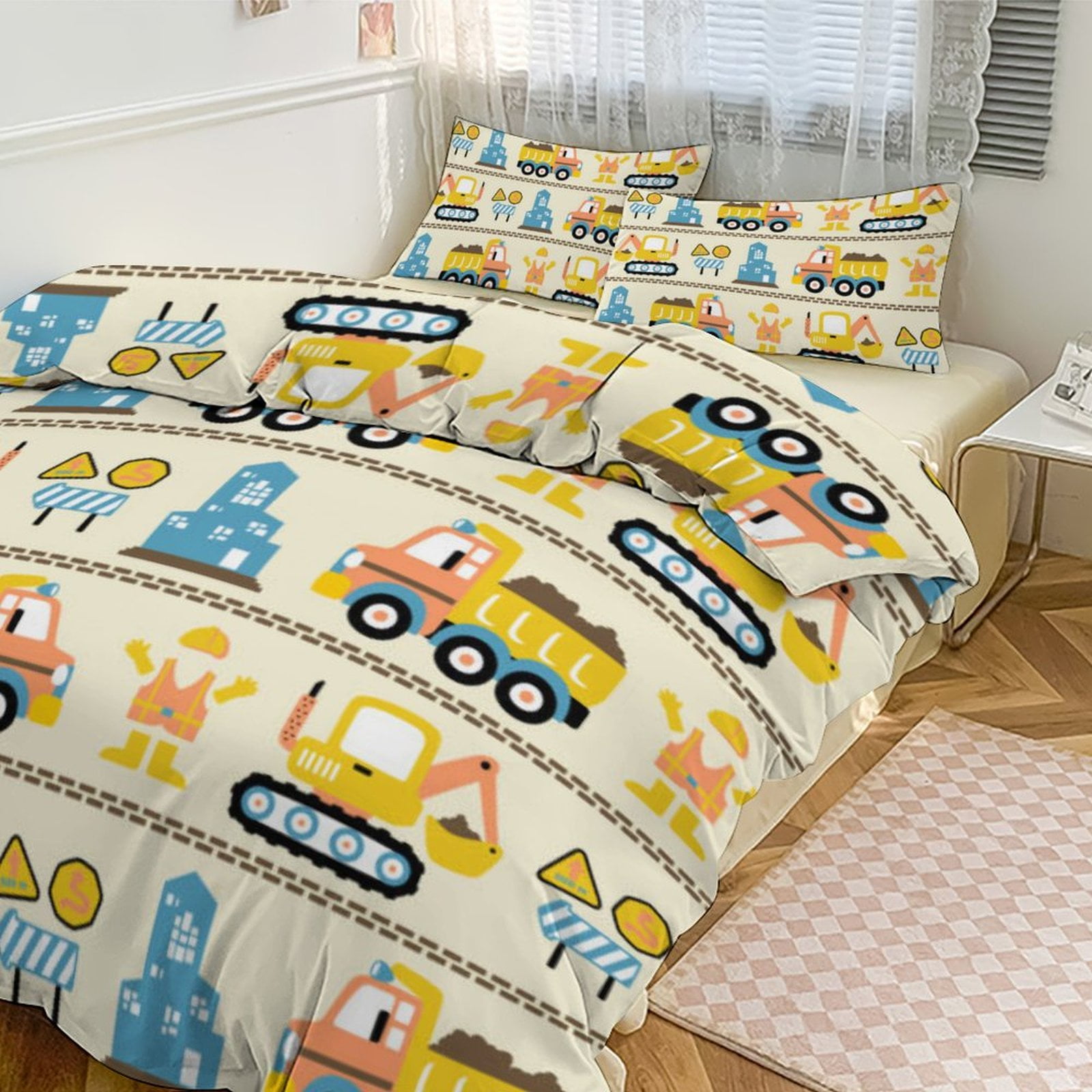 Cartoon Engineering Car 3D Duvet Cover Set Quilt Cover Theme of Kid Boy ...