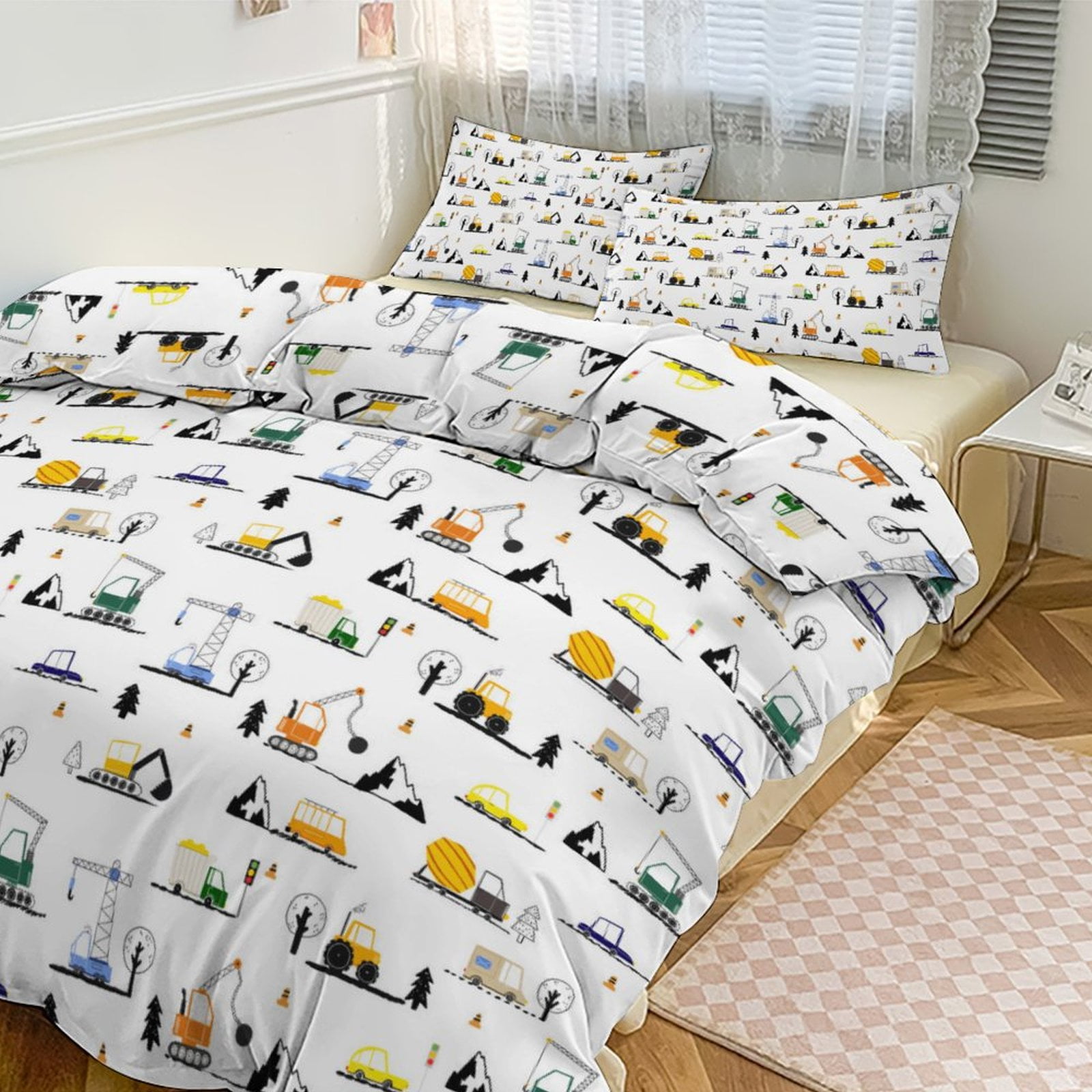 Cartoon Engineering Car 3D Duvet Cover Set Quilt Cover Theme of Kid Boy ...