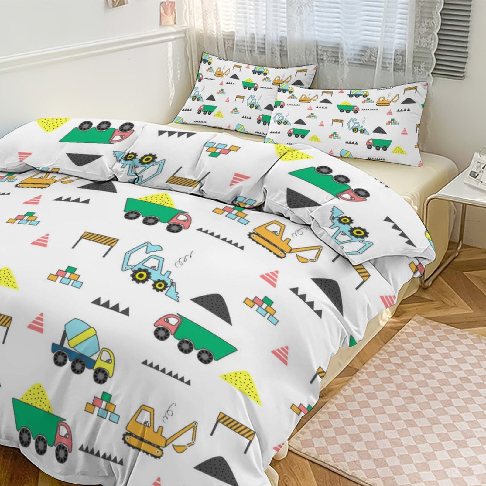 Cartoon Engineering Car 3D Duvet Cover Set Quilt Cover Theme of Kid Boy ...