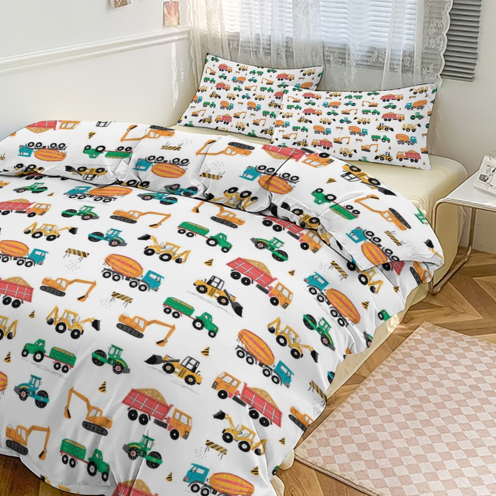 Cartoon Engineering Car 3D Duvet Cover Set Quilt Cover Theme of Kid Boy ...