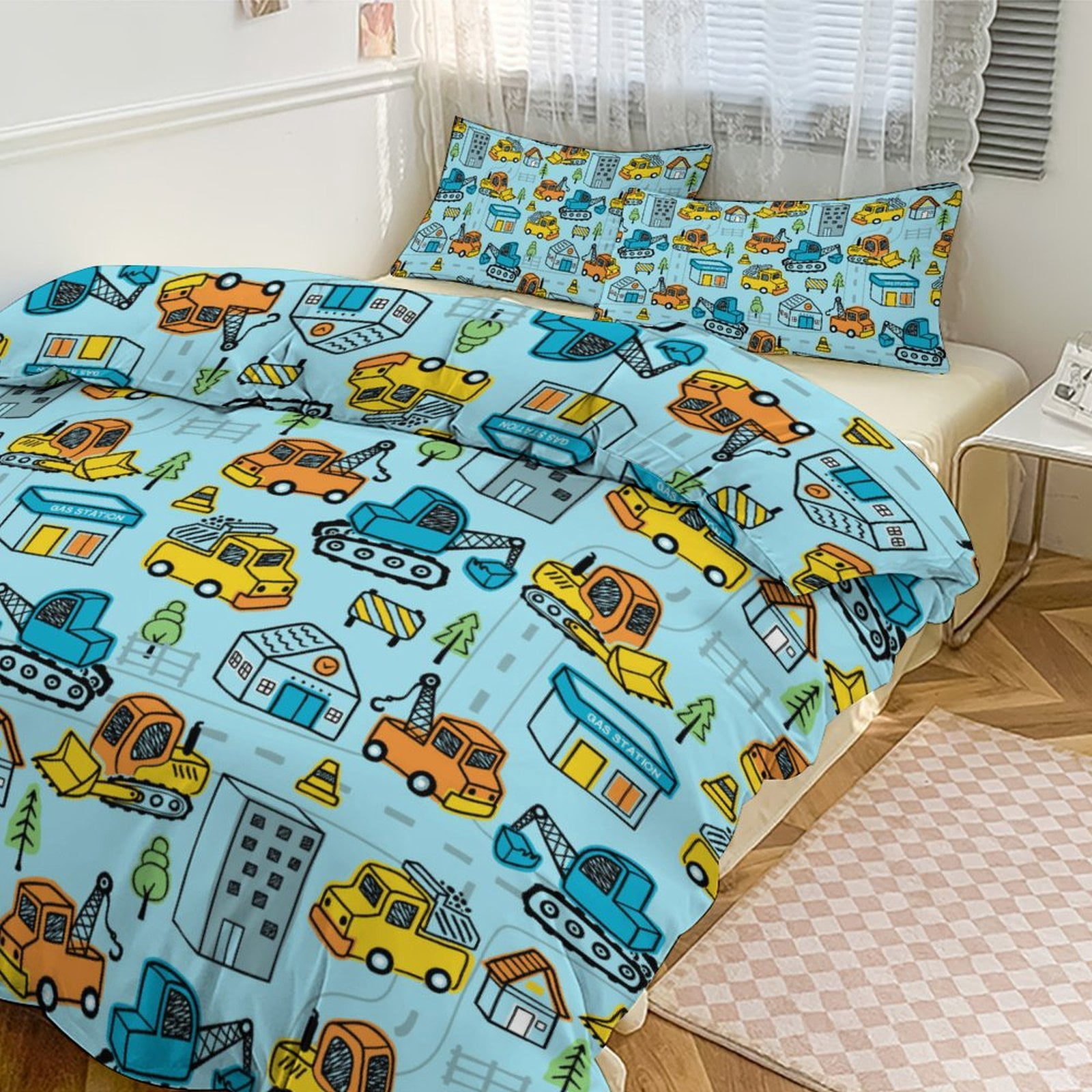 Cartoon Engineering Car 3D Duvet Cover Set Quilt Cover Theme of Kid Boy ...