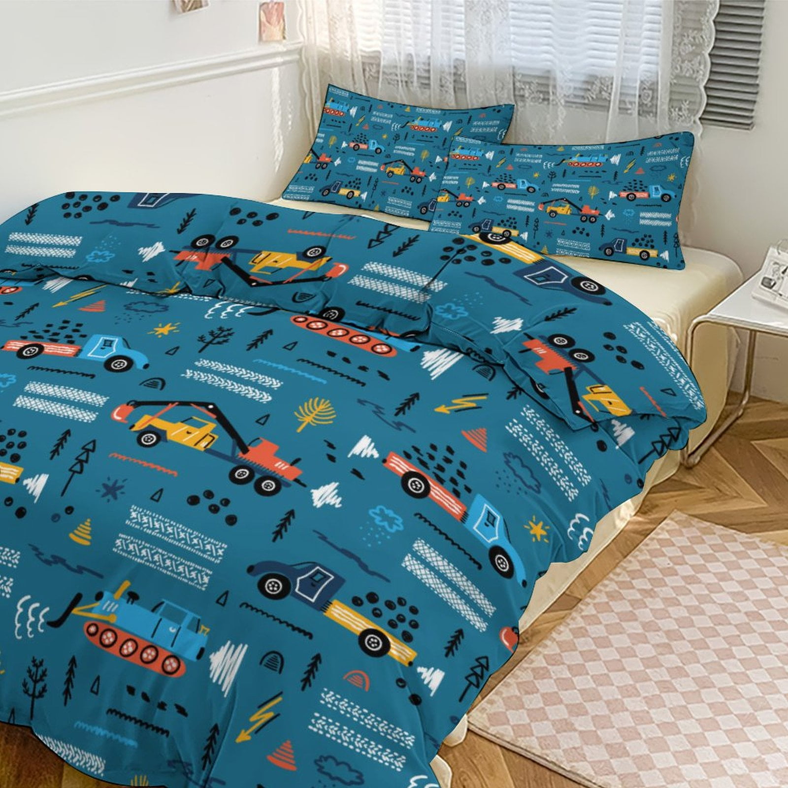 Cartoon Engineering Car 3D Duvet Cover Set Quilt Cover Theme of Kid Boy ...