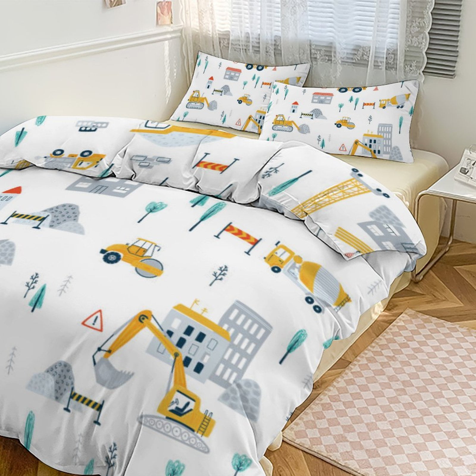 Cartoon Engineering Car 3D Duvet Cover Set Quilt Cover Theme of Kid Boy ...