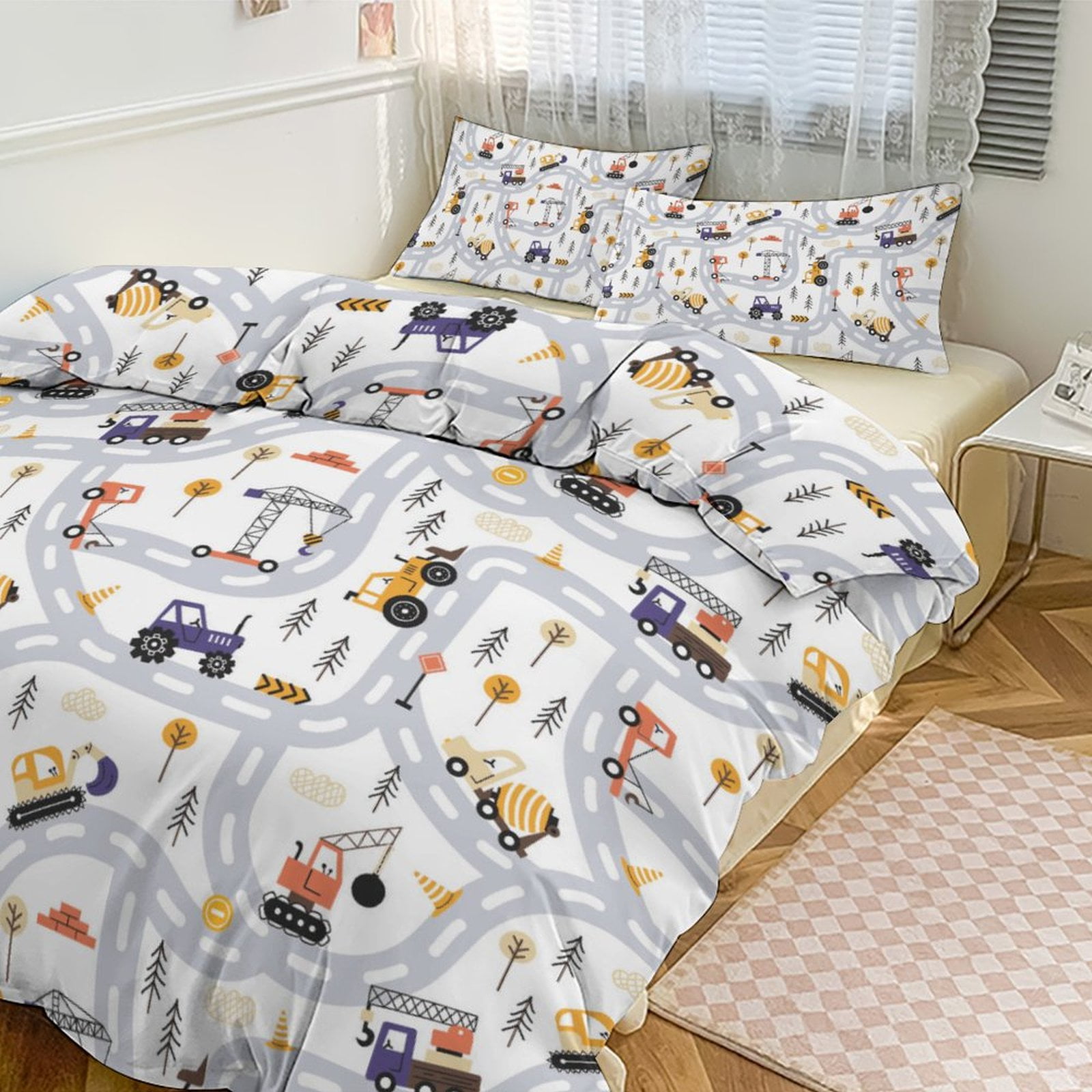 Cartoon Engineering Car 3D Duvet Cover Set Quilt Cover Theme of Kid Boy ...