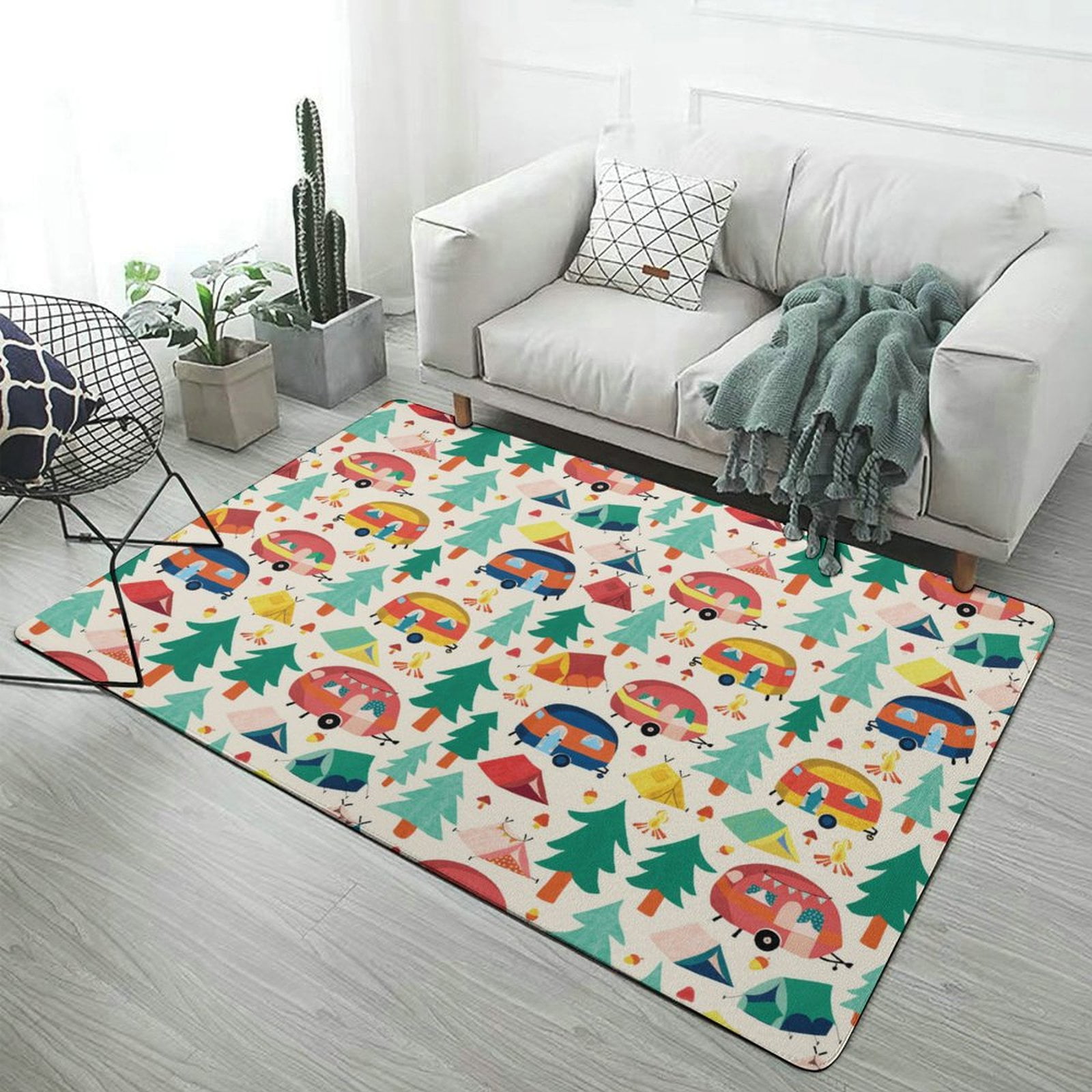 Cartoon Engineering Car Camping Area Rugs Carpet Suitable for Living ...