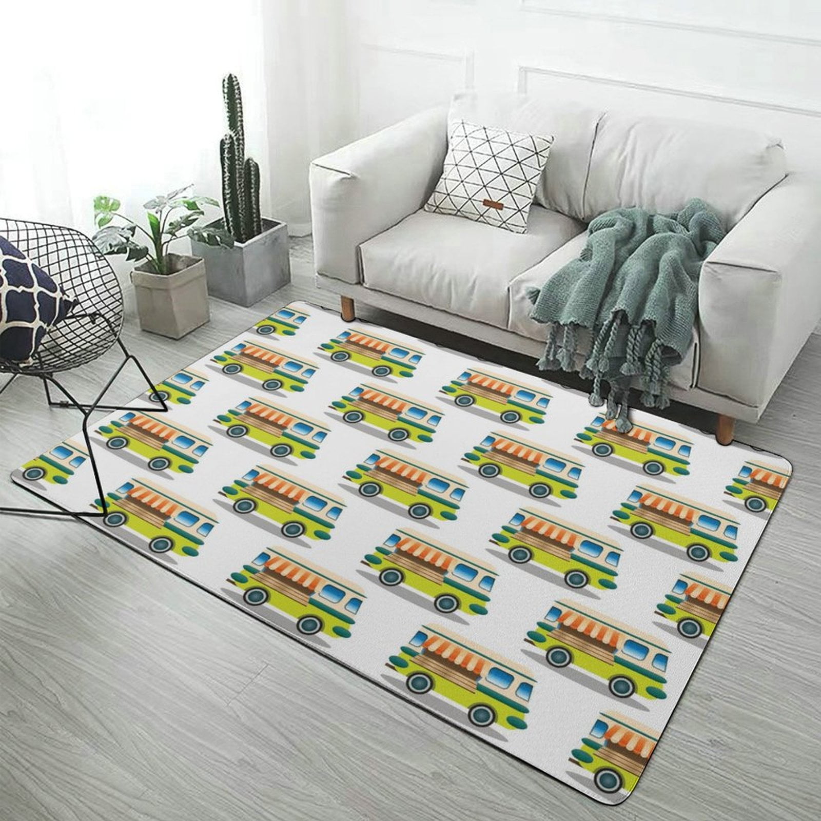 Cartoon Engineering Car Camping Area Rugs Carpet Suitable for Living ...