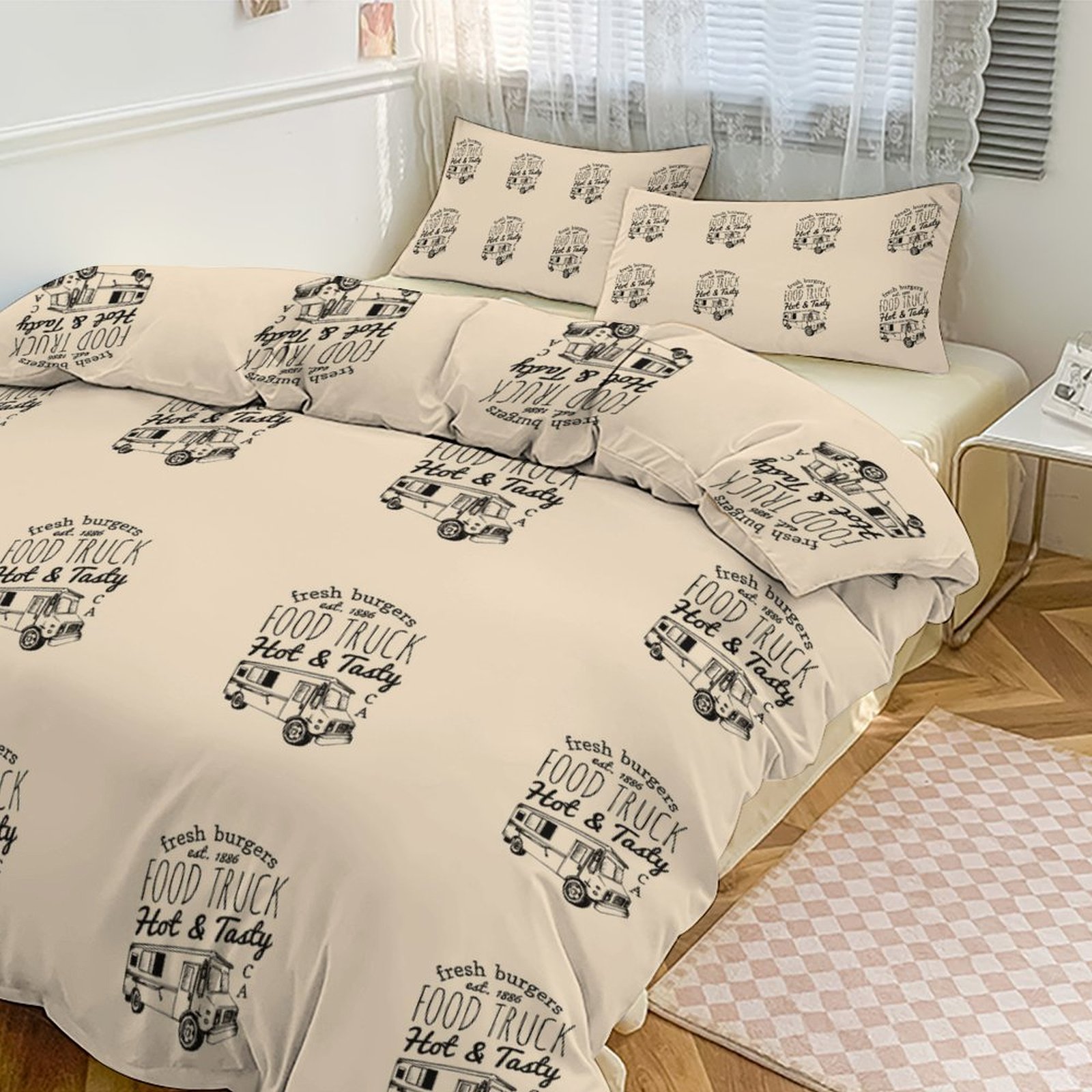 Cartoon Engineering Car Camping Bedding Set Couple Bedclothes ...