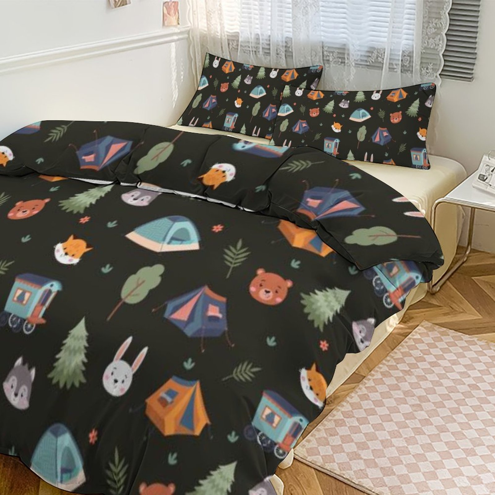 Cartoon Engineering Car Camping Bedding Set Couple Bedclothes ...
