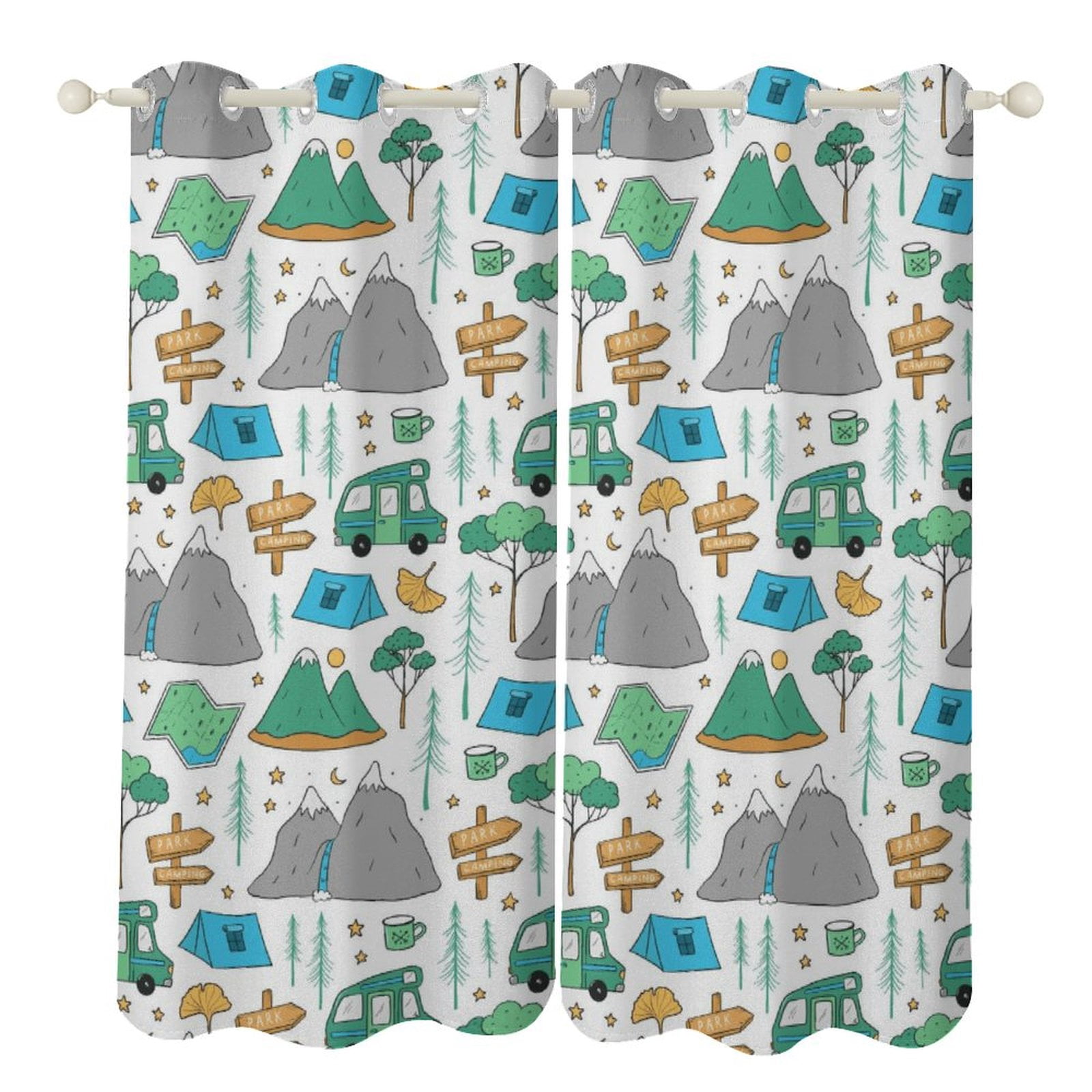 Cartoon Engineering Car Camping Blackout Window Curtains for Bedroom ...