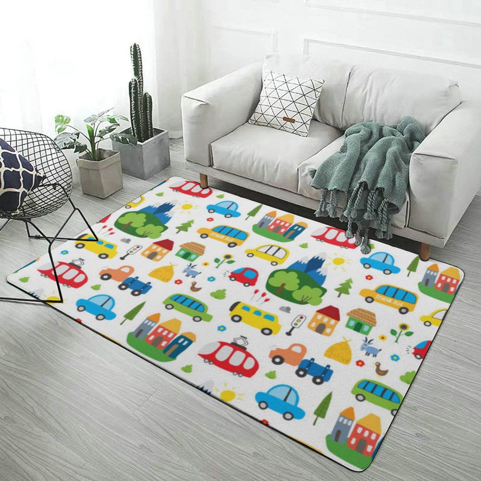 Cartoon Engineering Car Camping Carpet Rug for Home Living Room Bedroom ...