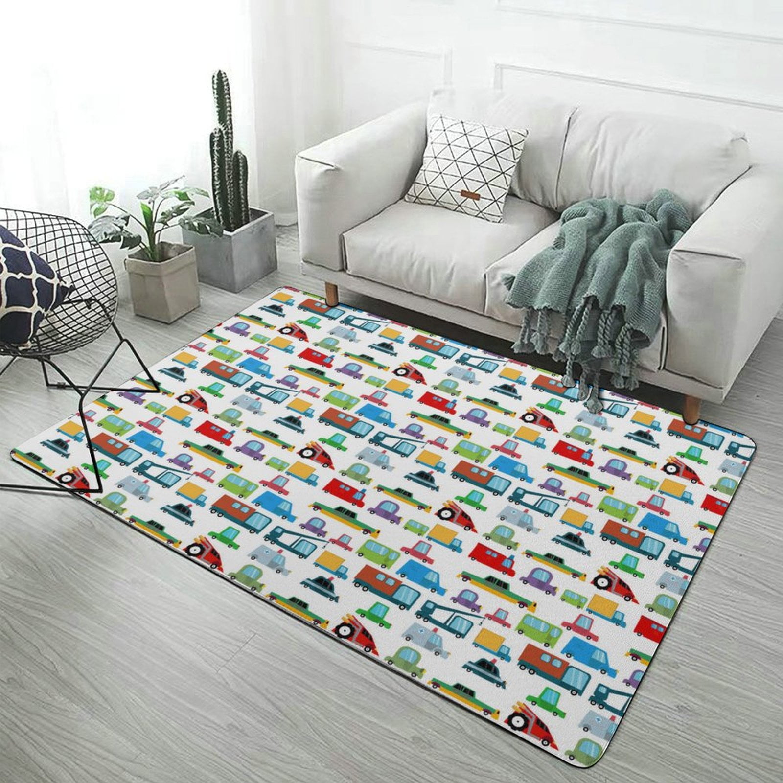 Cartoon Engineering Car Camping Home Decor Living Room Carpet Non-slip ...