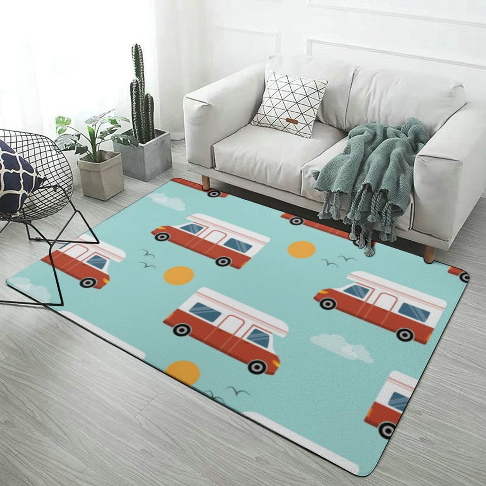 Cartoon Engineering Car Camping Home Decor Living Room Carpet Non-slip ...