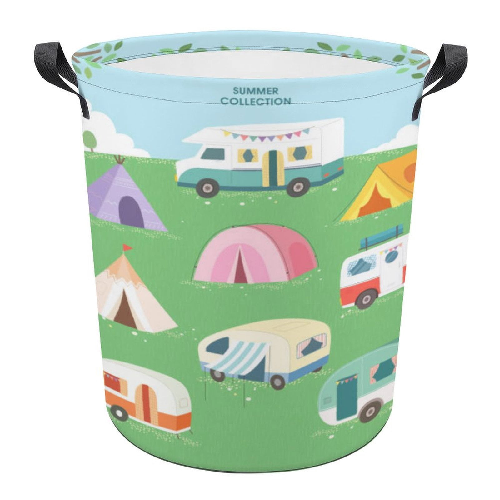 Cartoon Engineering Car Camping Print Foldable Laundry Basket for ...