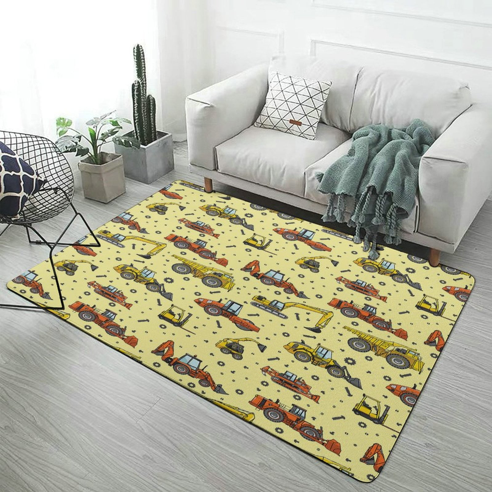 Cartoon Engineering Car Carpet Style Living Room Bedroom Rug Modern 3d ...