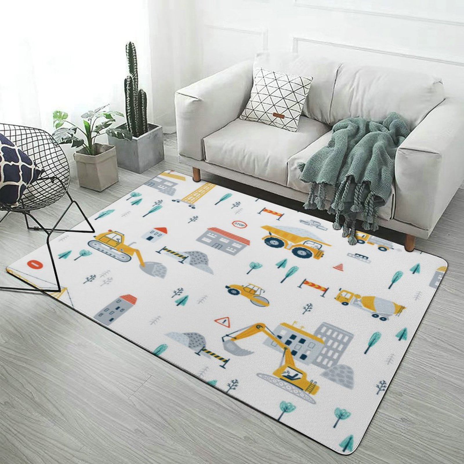 Cartoon Engineering Car Carpet Style Living Room Bedroom Rug Modern 3d ...
