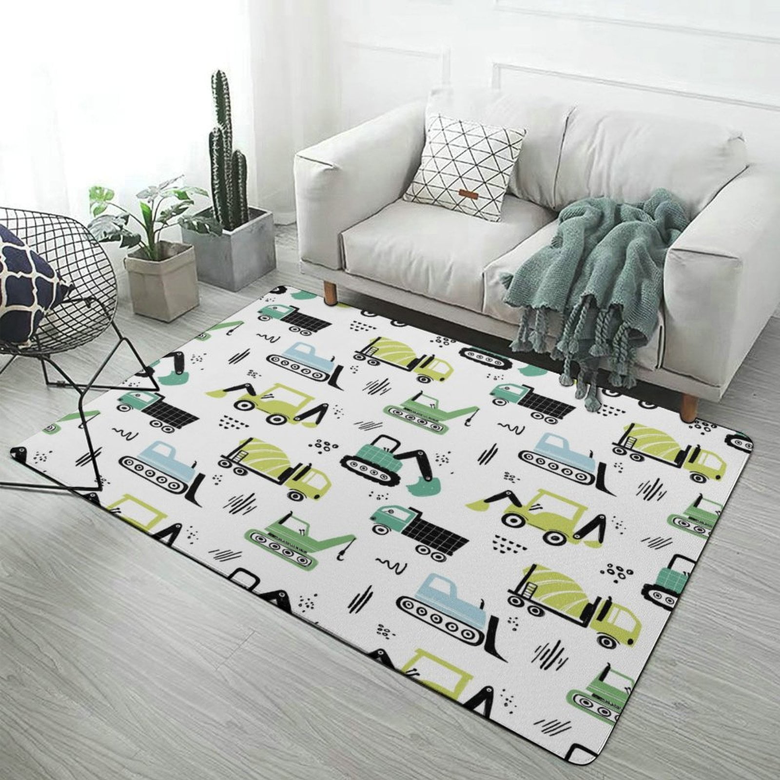 Cartoon Engineering Car Carpet Style Living Room Bedroom Rug Modern 3d ...