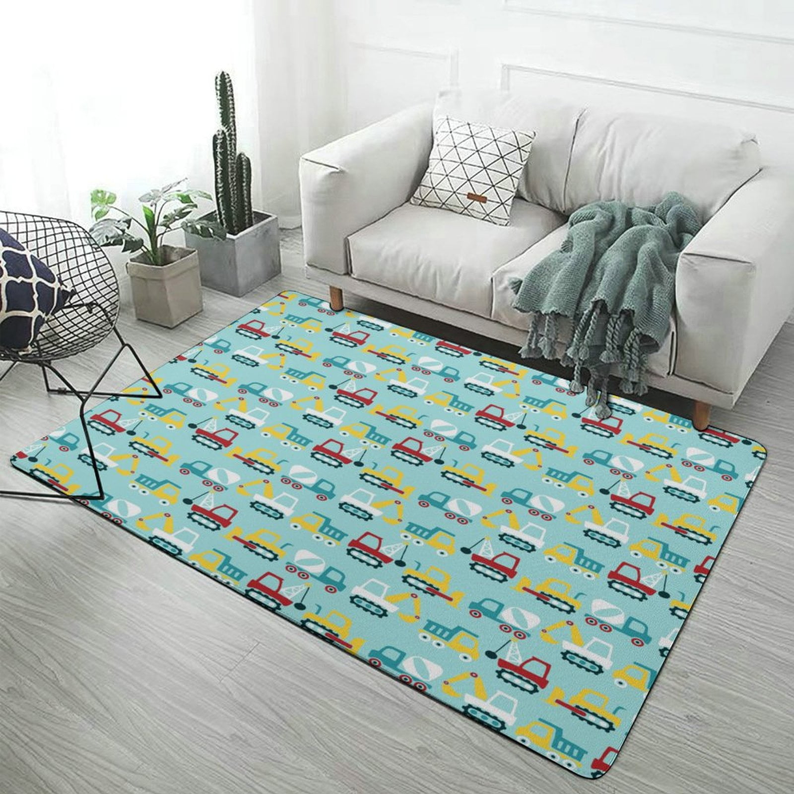 Cartoon Engineering Car Carpet Style Living Room Bedroom Rug Modern 3d ...