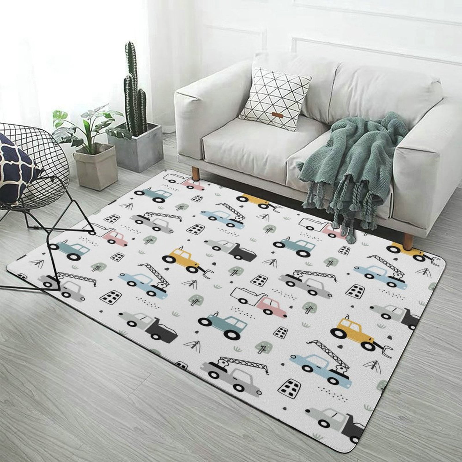Cartoon Engineering Car Carpet Style Living Room Bedroom Rug Modern 3d ...
