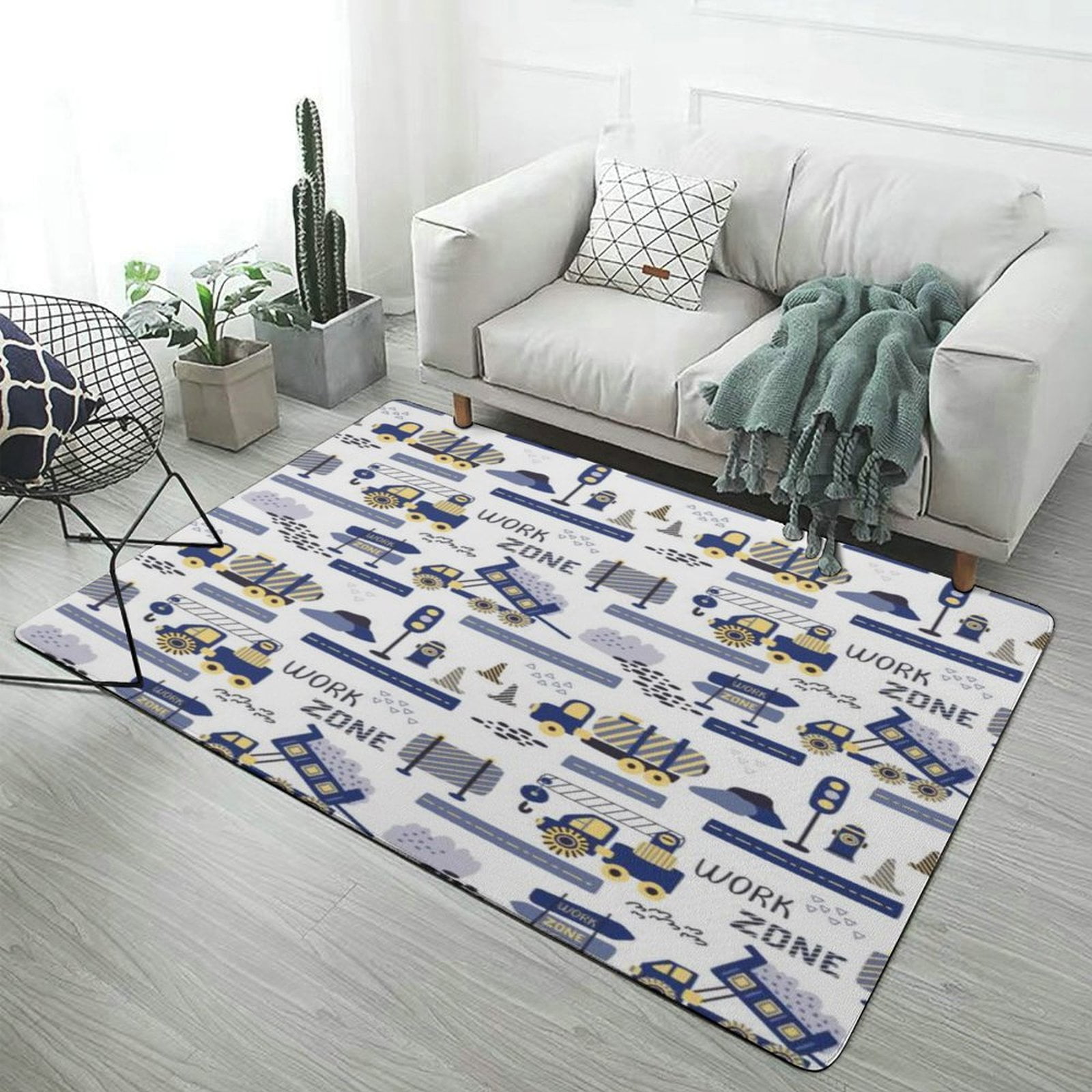 Cartoon Engineering Car Carpet Style Living Room Bedroom Rug Modern 3d ...