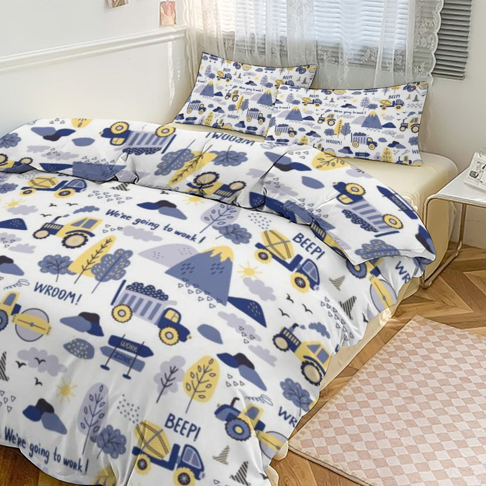 Cartoon Engineering Car Duvet Cover Set Bedding Set Polyester Quilt ...