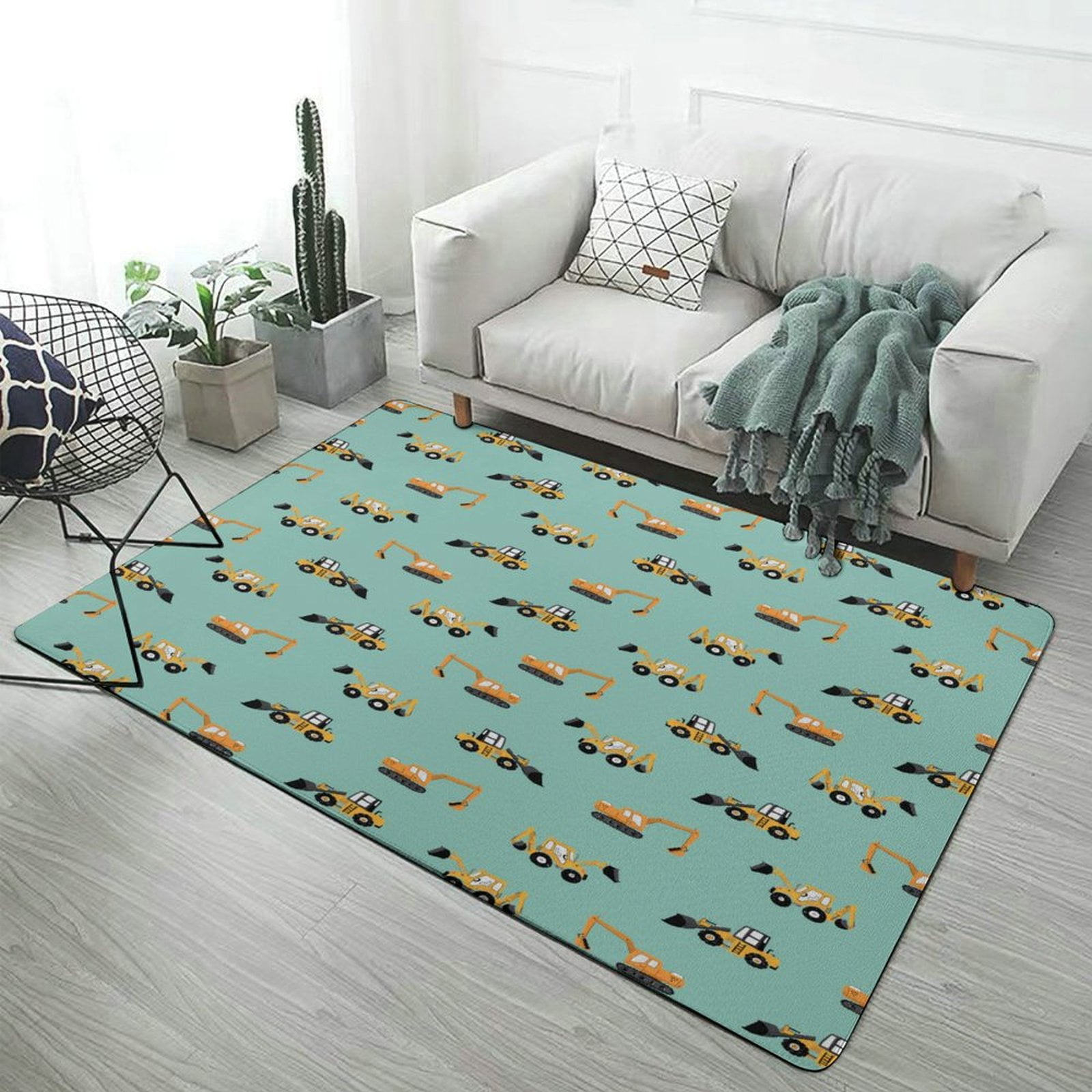 Cartoon Engineering Car Home Decor Living Room Carpet Non-slip Hotel ...