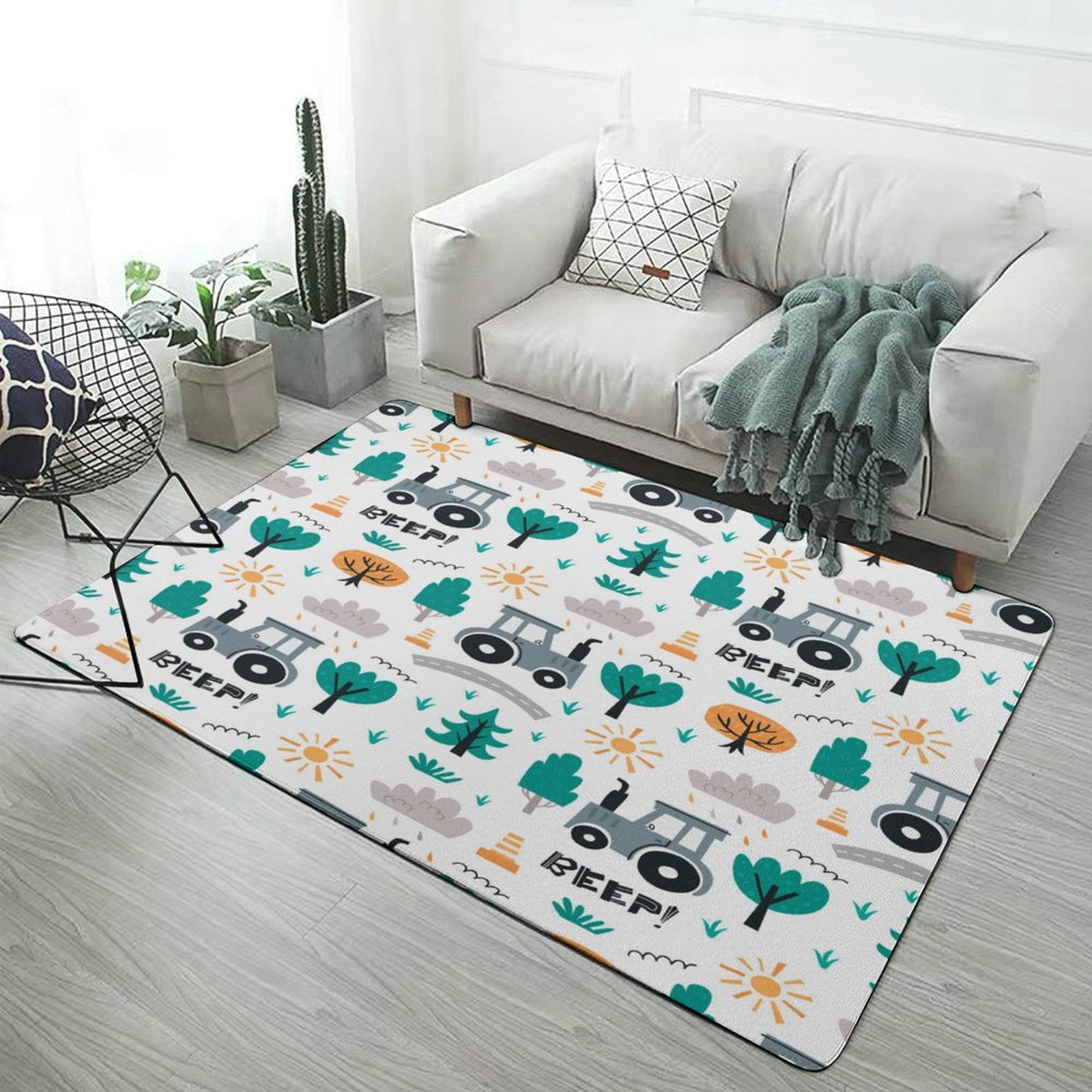 Cartoon Engineering Car Home Decor Living Room Carpet Non-slip Hotel ...