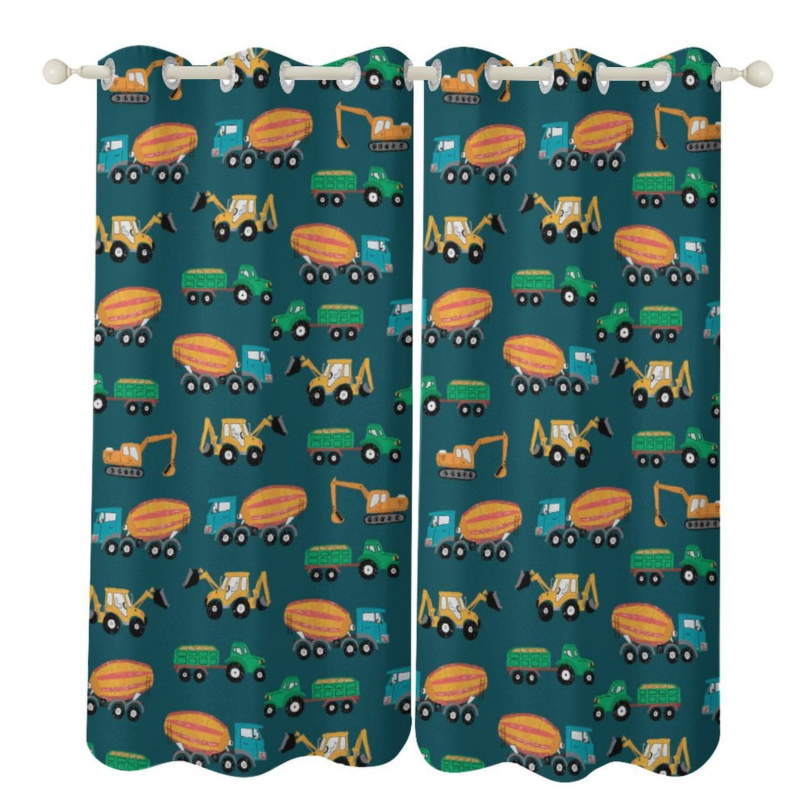 Cartoon Engineering Car Luxury Window Curtains Blinds for Living Room ...