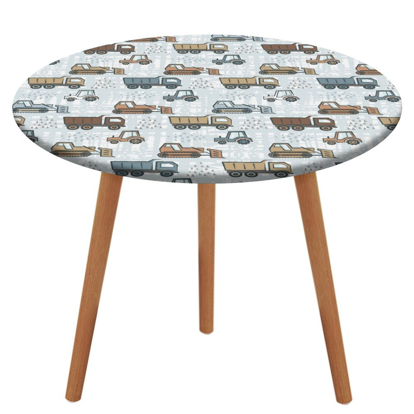 Cartoon Engineering Car Pattern Round Tablecloth Waterproof Elastic ...