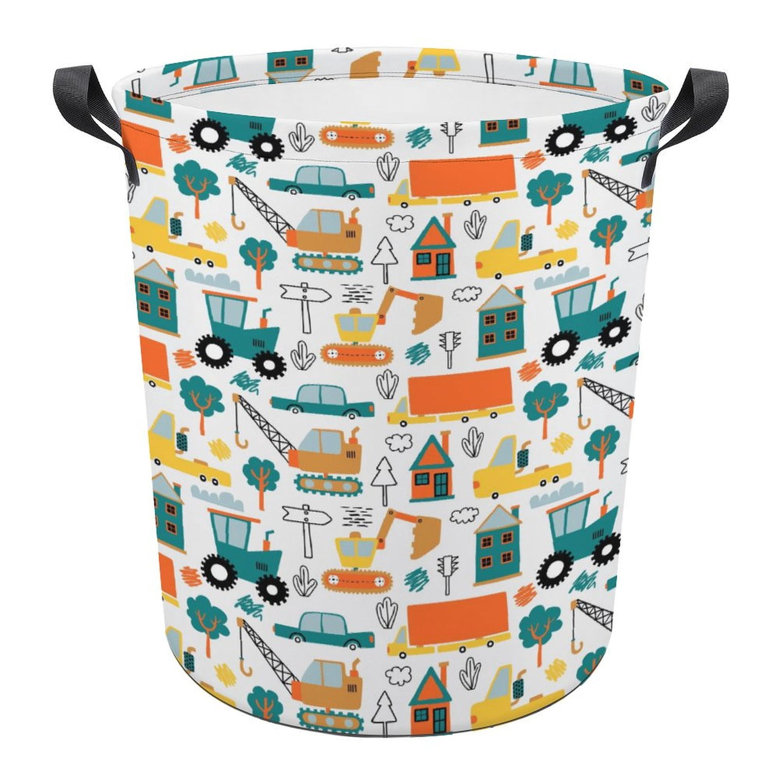 Cartoon Engineering Car Print Foldable Laundry Basket for Clothes ...