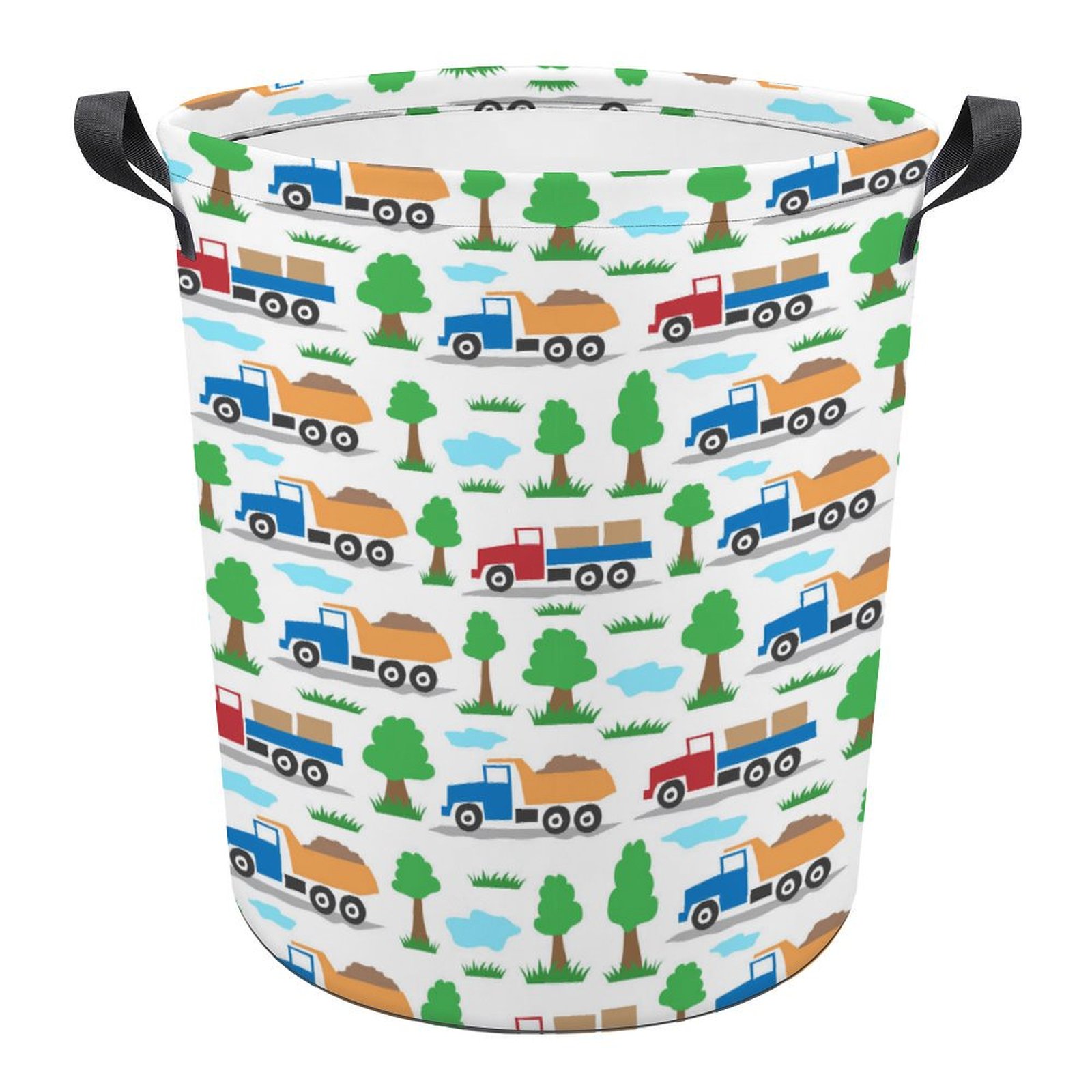 Cartoon Engineering Car Print Foldable Laundry Basket for Clothes ...