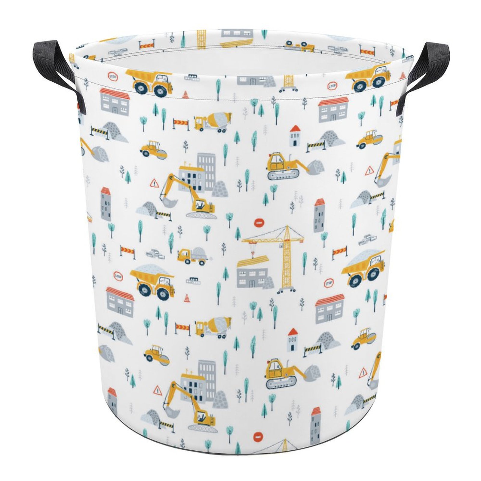 Cartoon Engineering Car Print Foldable Laundry Basket for Clothes ...