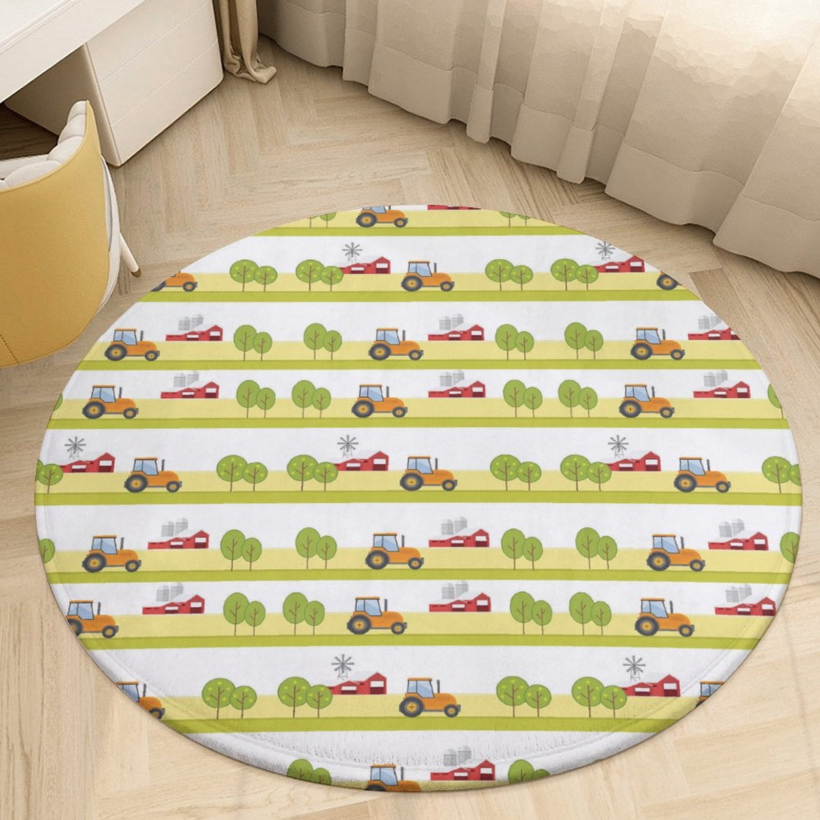 Cartoon Engineering Car Round Area Rugs for Bedroom Living Room, 3FT ...