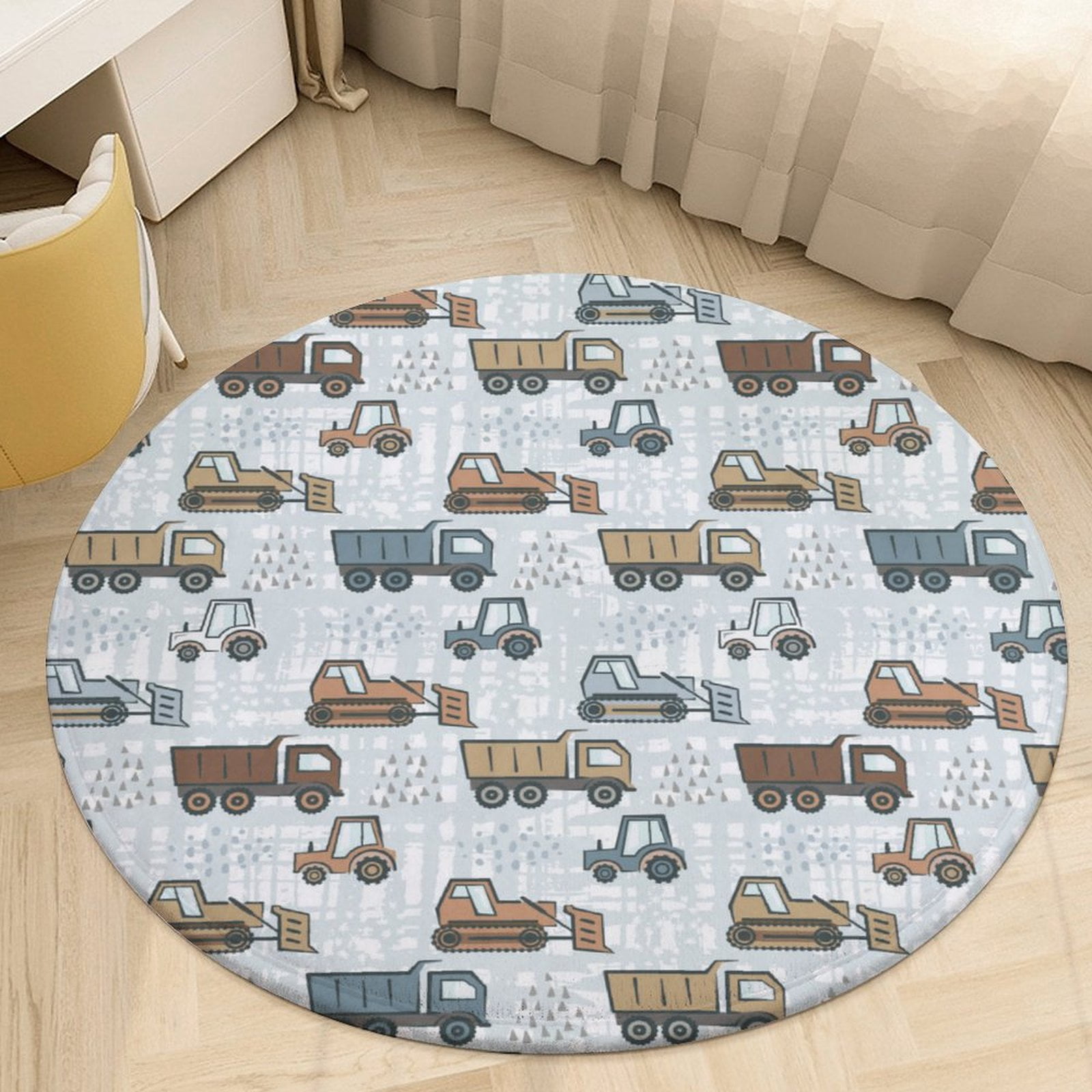 Cartoon Engineering Car Round Area Rugs for Bedroom Living Room, 6FT ...