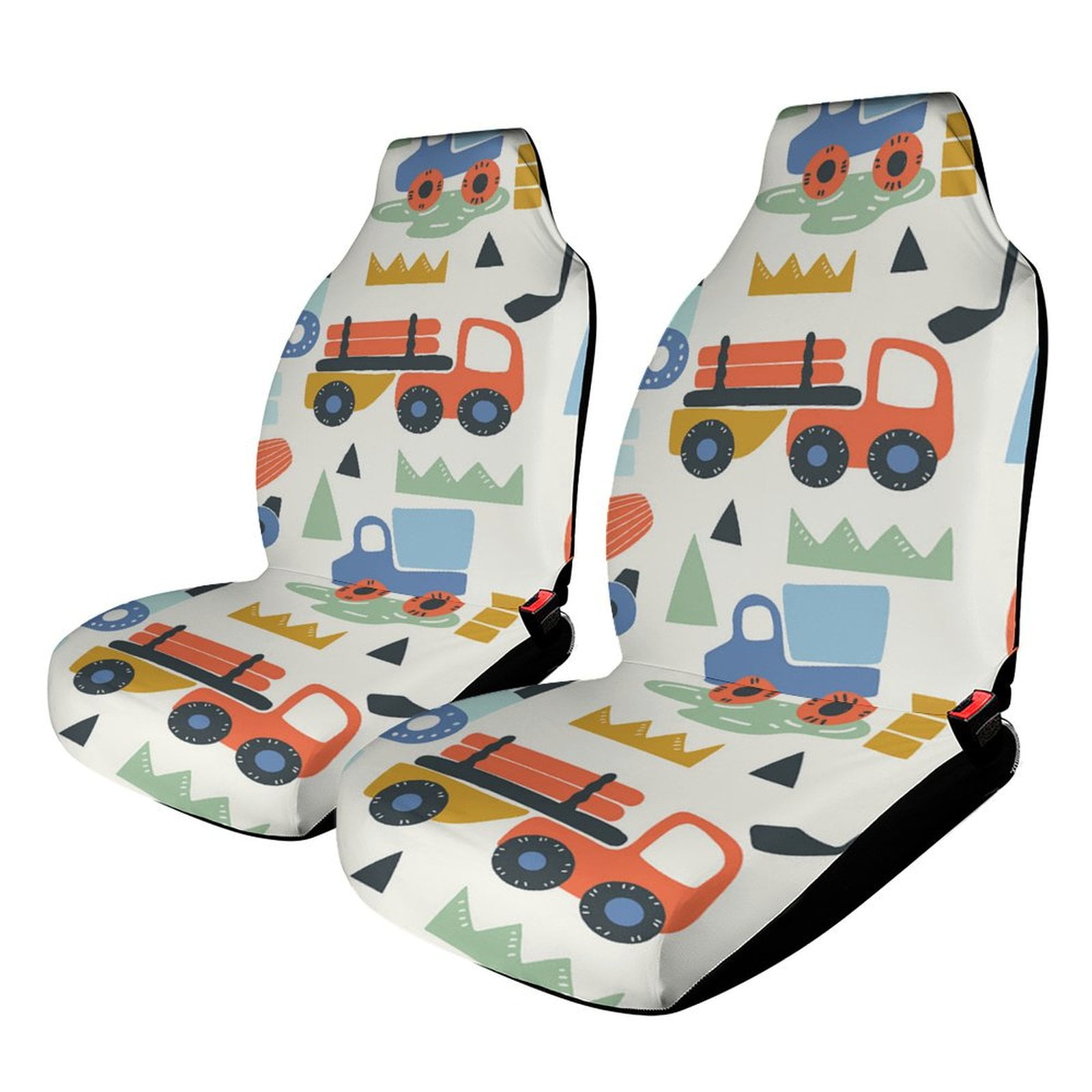 Cartoon Engineering Car Set of 2Pcs Car Seat Covers Easy Clean ...