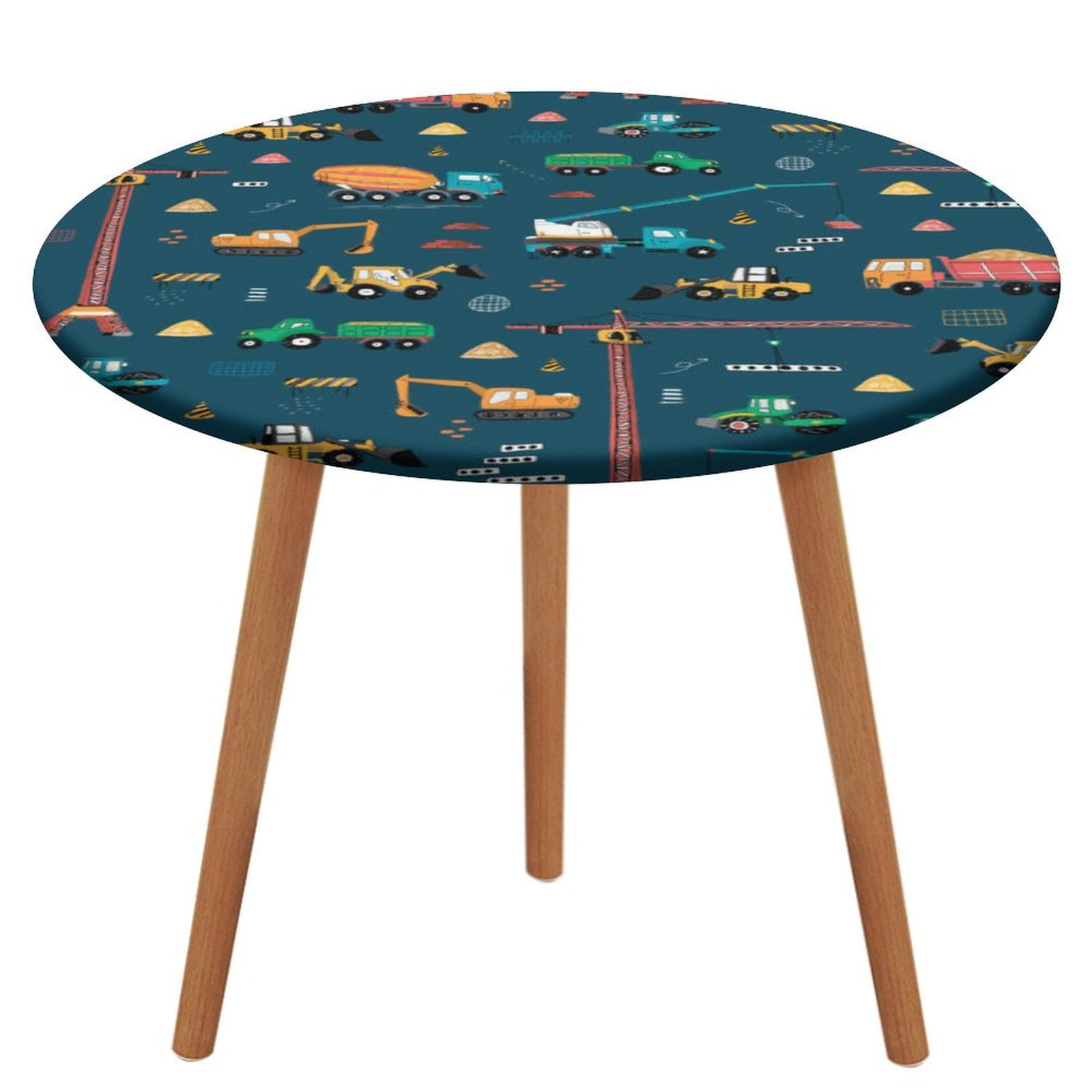Cartoon Engineering Car Tablecloth Round Elastic Fitted Waterproof ...
