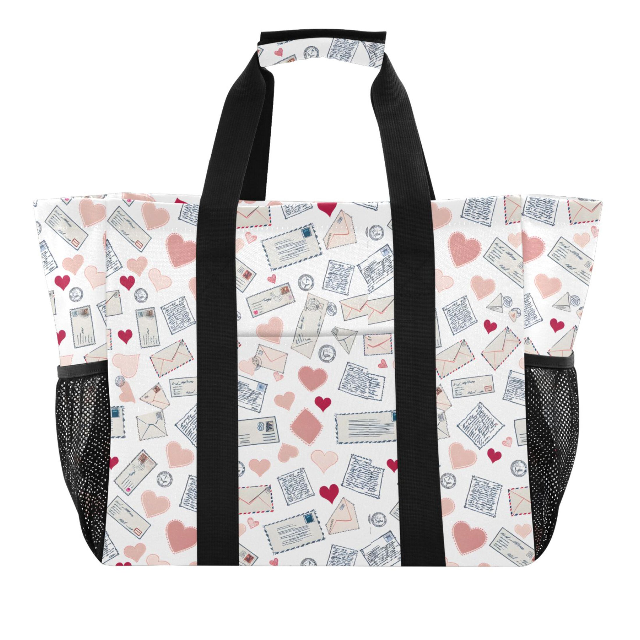 Cartoon Envelope Letter and Heart Reusable Grocery Bags with Handle ...