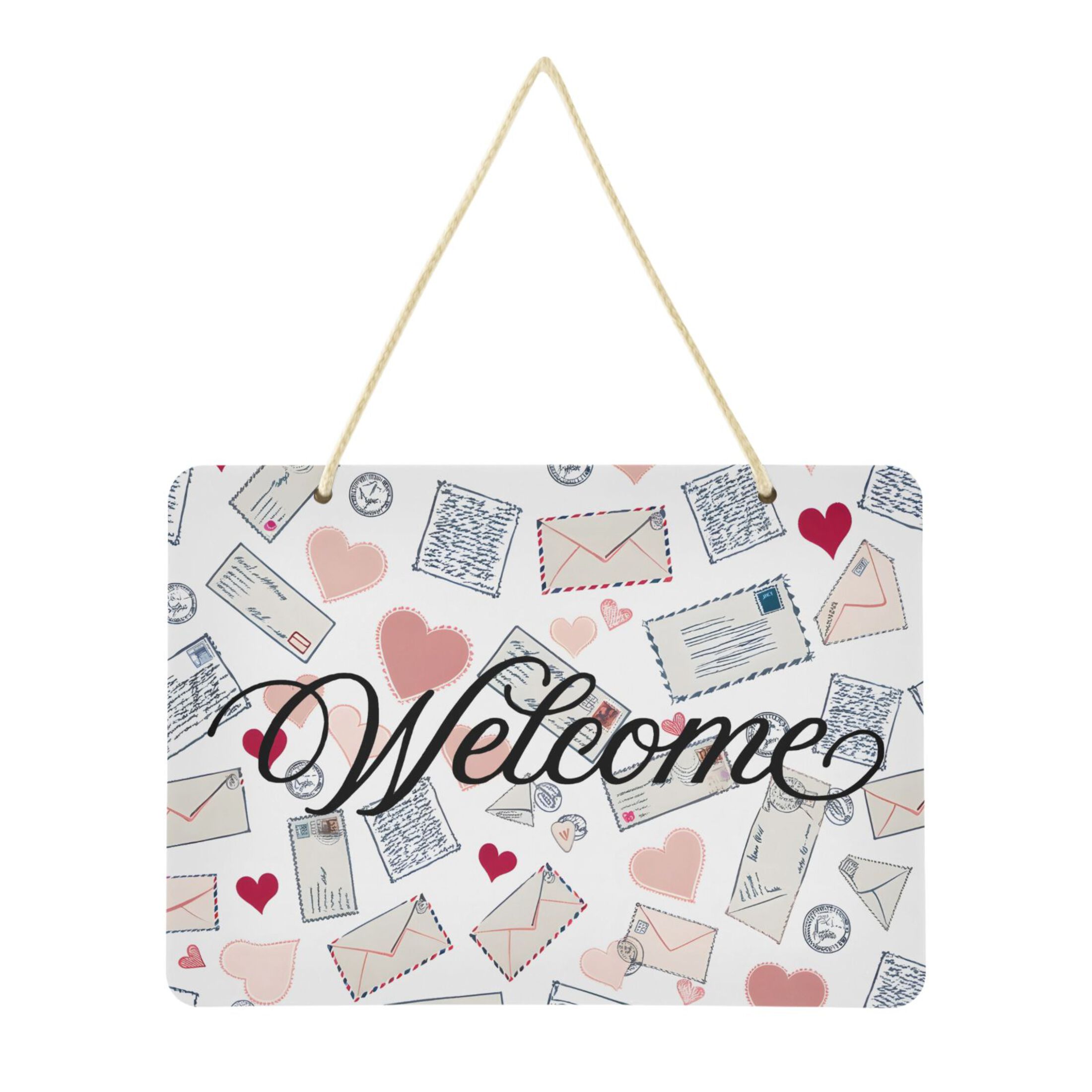 Cartoon Envelope Letter and Heart Welcome Sign Front Door PVC 14x10 ...