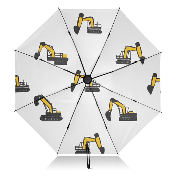 Cartoon Excavator Pattern Umbrella Folding Sun Umbrella Travel Auto ...
