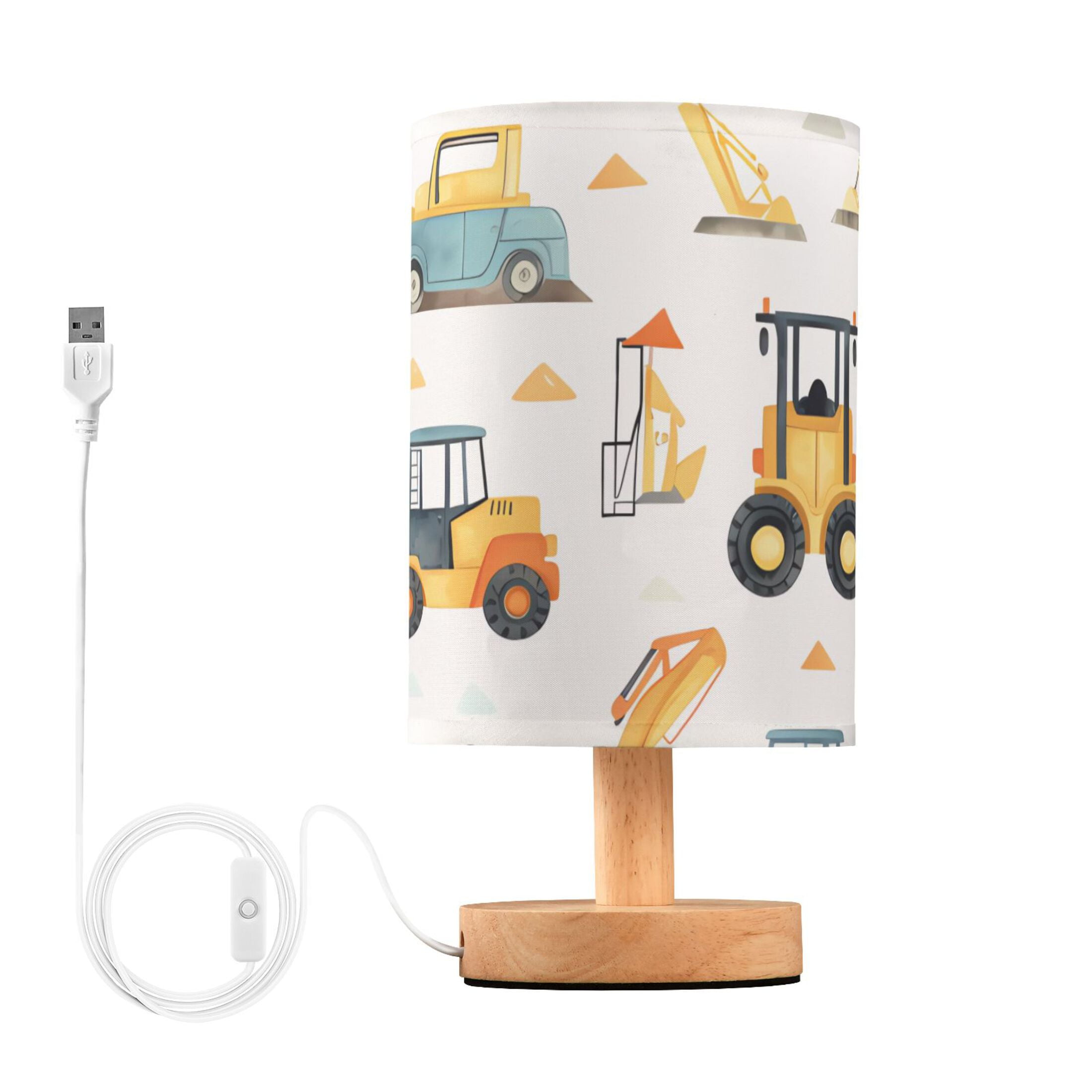 Cartoon Excavator Truck Bedside Table Lamp LED Warm Lights with USB ...
