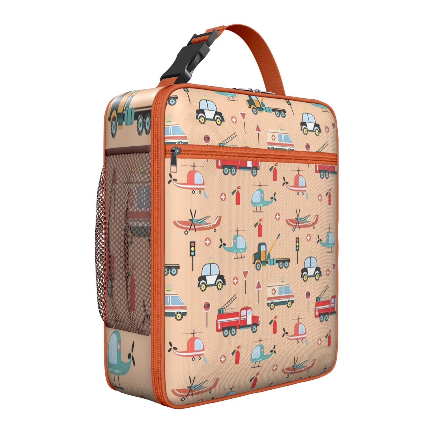 Cartoon Excavator and Truck Lunch Bag – Construction Vehicle Themed ...